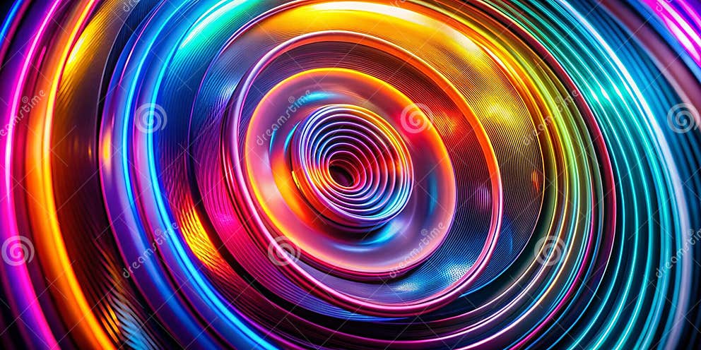 Dynamic Neon Abstract Art Exploding Circular and Spiral Patterns Create ...