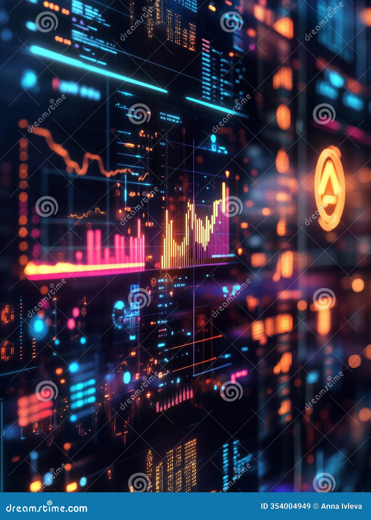 Dynamic Neon Financial Dashboard Displaying Real-time Data Trends and ...
