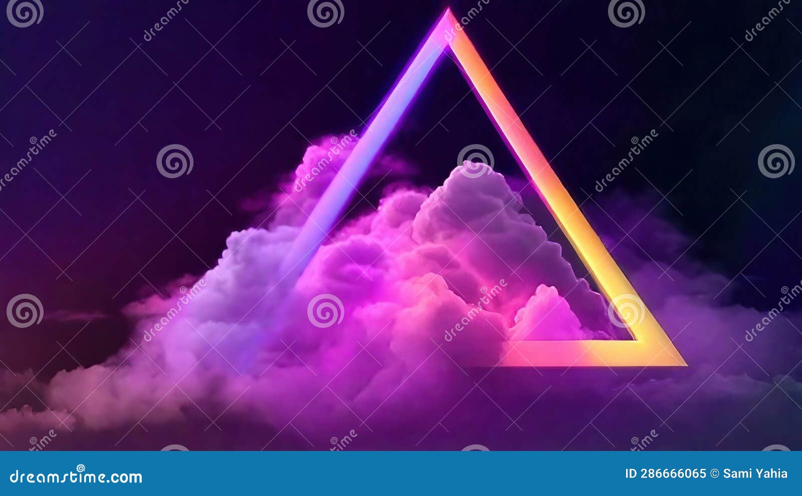 Dynamic Neon Geometry: Cloud, Triangle, and Abstract 3D Stock ...