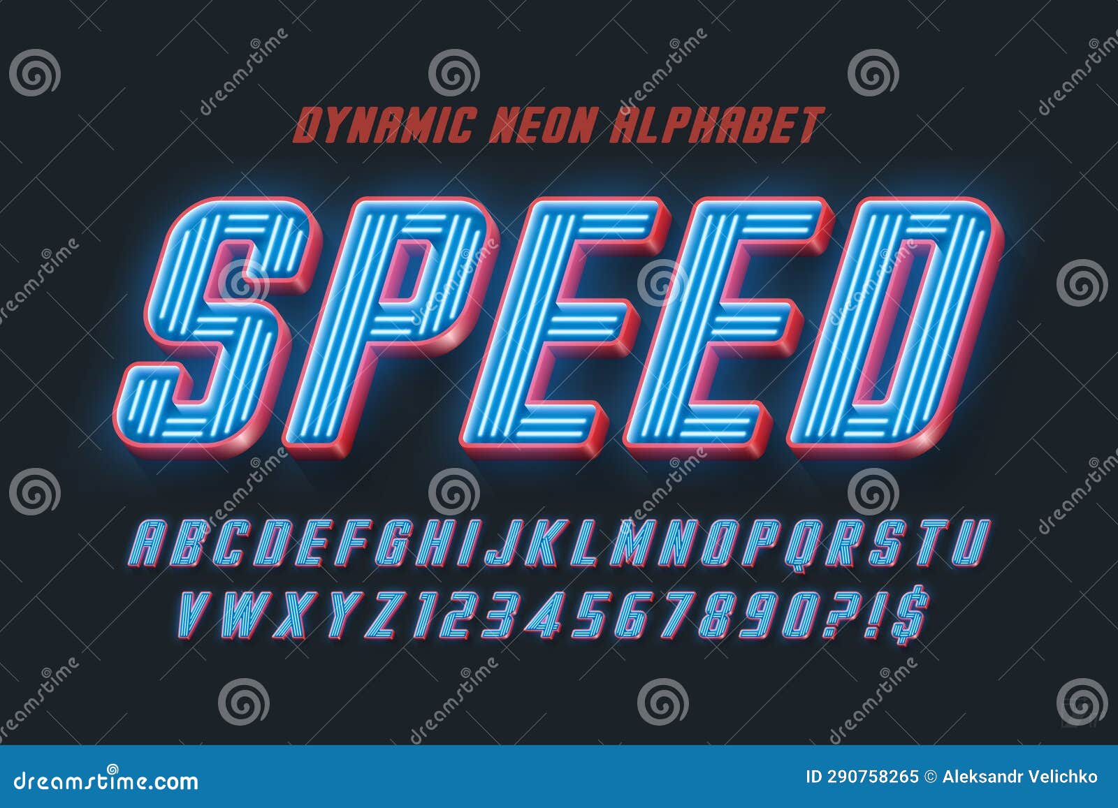 Dynamic Neon Light 3d Alphabet, Racing Style Original Type. Stock ...