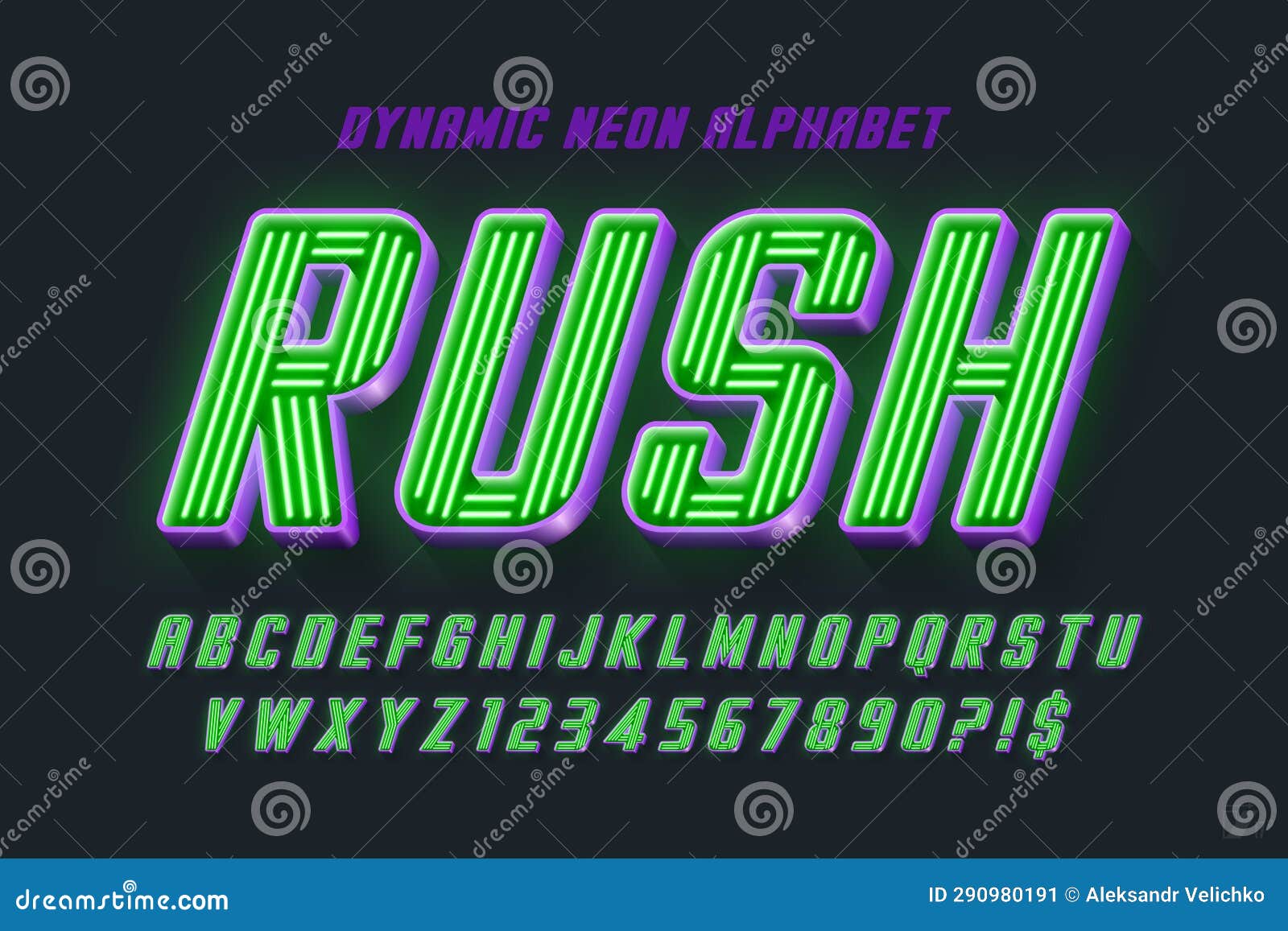 Dynamic Neon Light 3d Alphabet, Racing Style Original Type. Stock ...