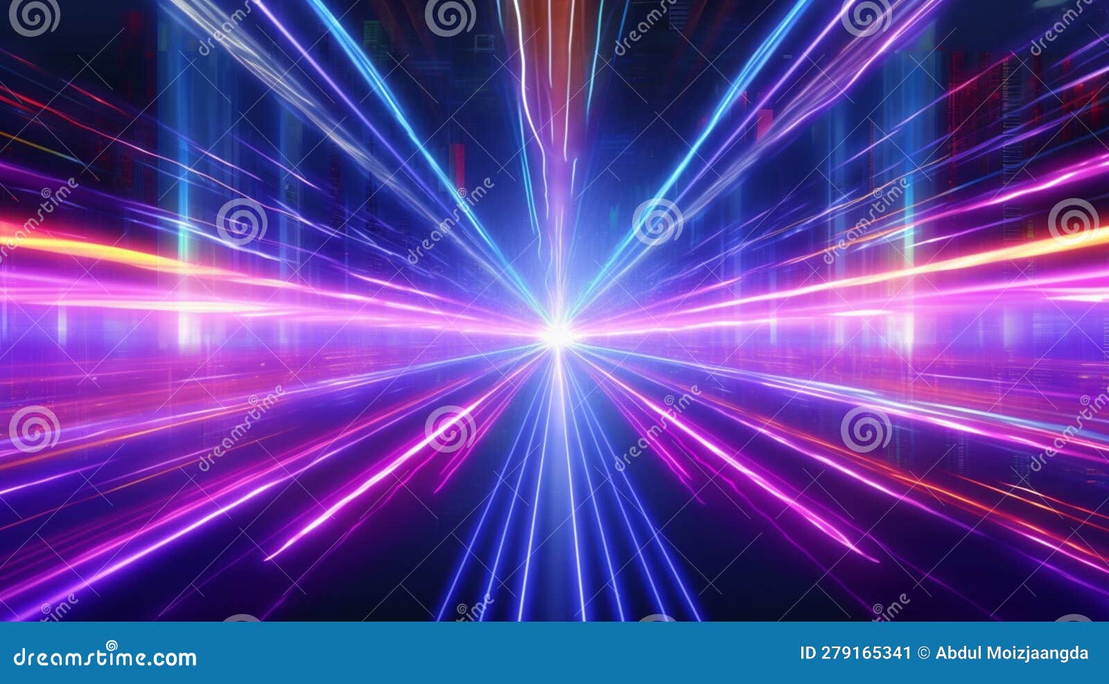 Dynamic Neon Lights and Laser Rays on Abstract Background Stock ...