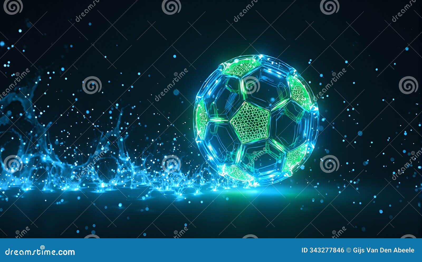Neon Soccer Ball, Bright Colorful LED Cyberpunk Theme Football Royalty ...