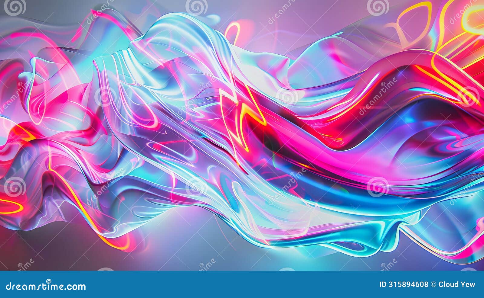 Dynamic Neon Wave Patterns Pulsating with Life and Movement on White ...