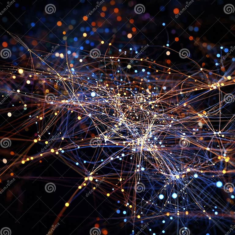 Dynamic Network Connections with Interconnected Glowing Lines and Nodes Stock Photo - Image of ...