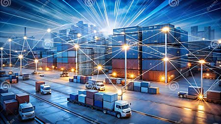 Dynamic Network of Interconnected Nodes Visualizing Real-Time Supply ...