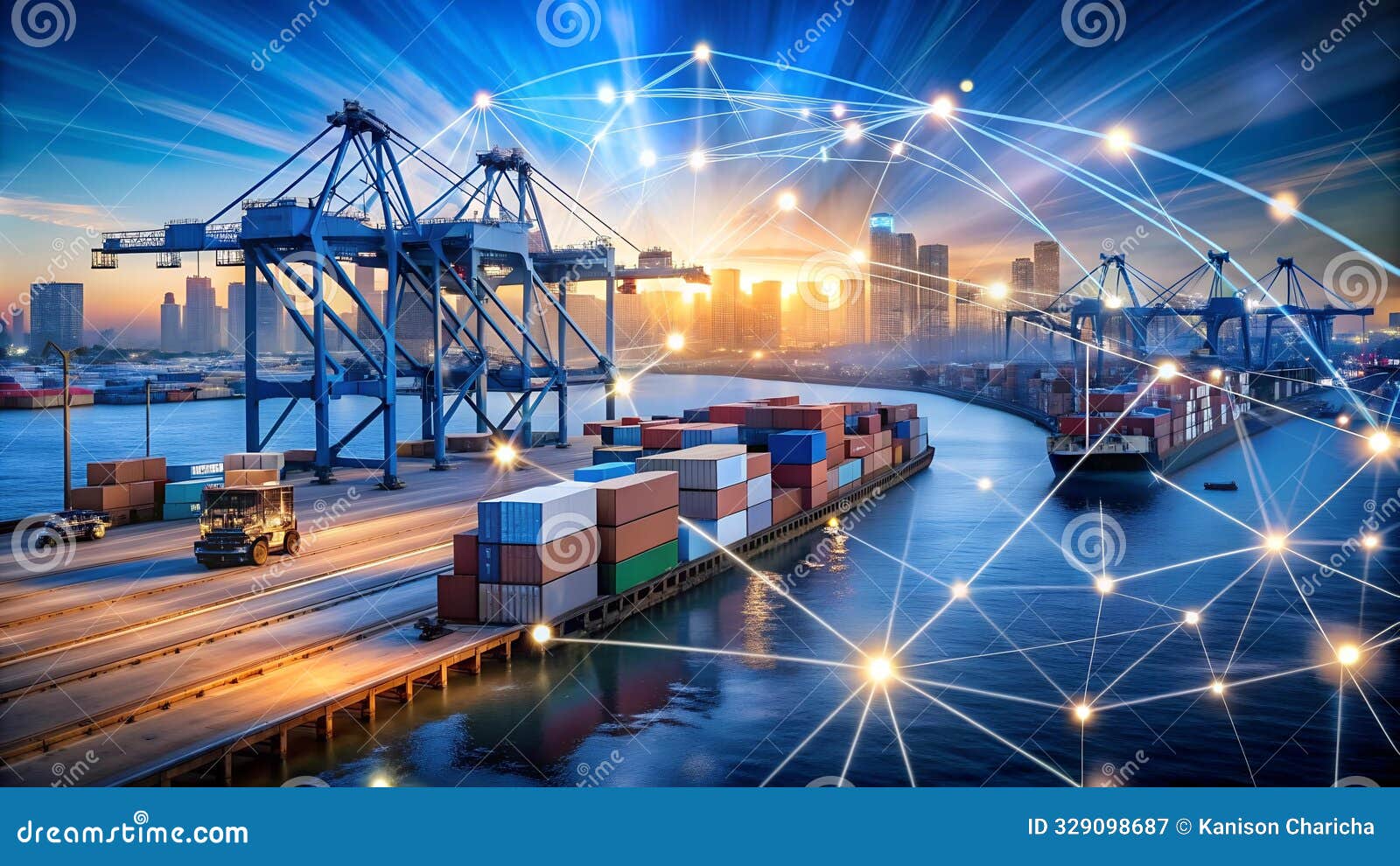 Dynamic Network of Interconnected Nodes Visualizing Real-Time Supply ...