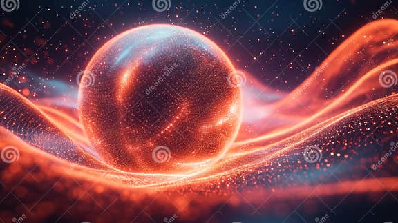 Dynamic Network Orb with Luminous Trails Stock Illustration ...