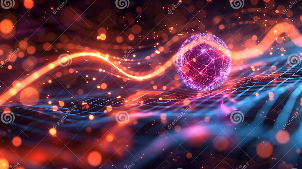 Dynamic Neural Network with Glowing Connections Stock Illustration ...