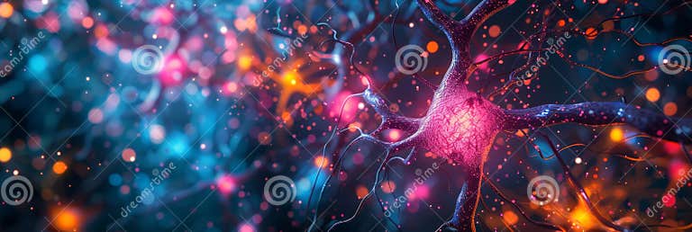 Dynamic Neural Synapse Activity Illustration. Neuroscience and ...