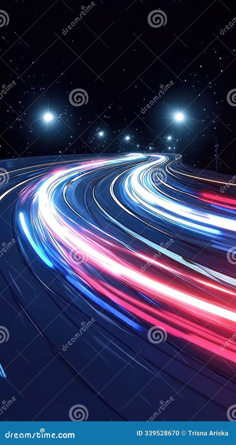 A Dynamic Night Scene Depicting Light Trails From Moving Vehicles On A ...