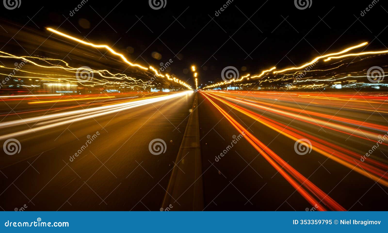 A Dynamic Night View Of The City, With Shining Skyscrapers And Light ...
