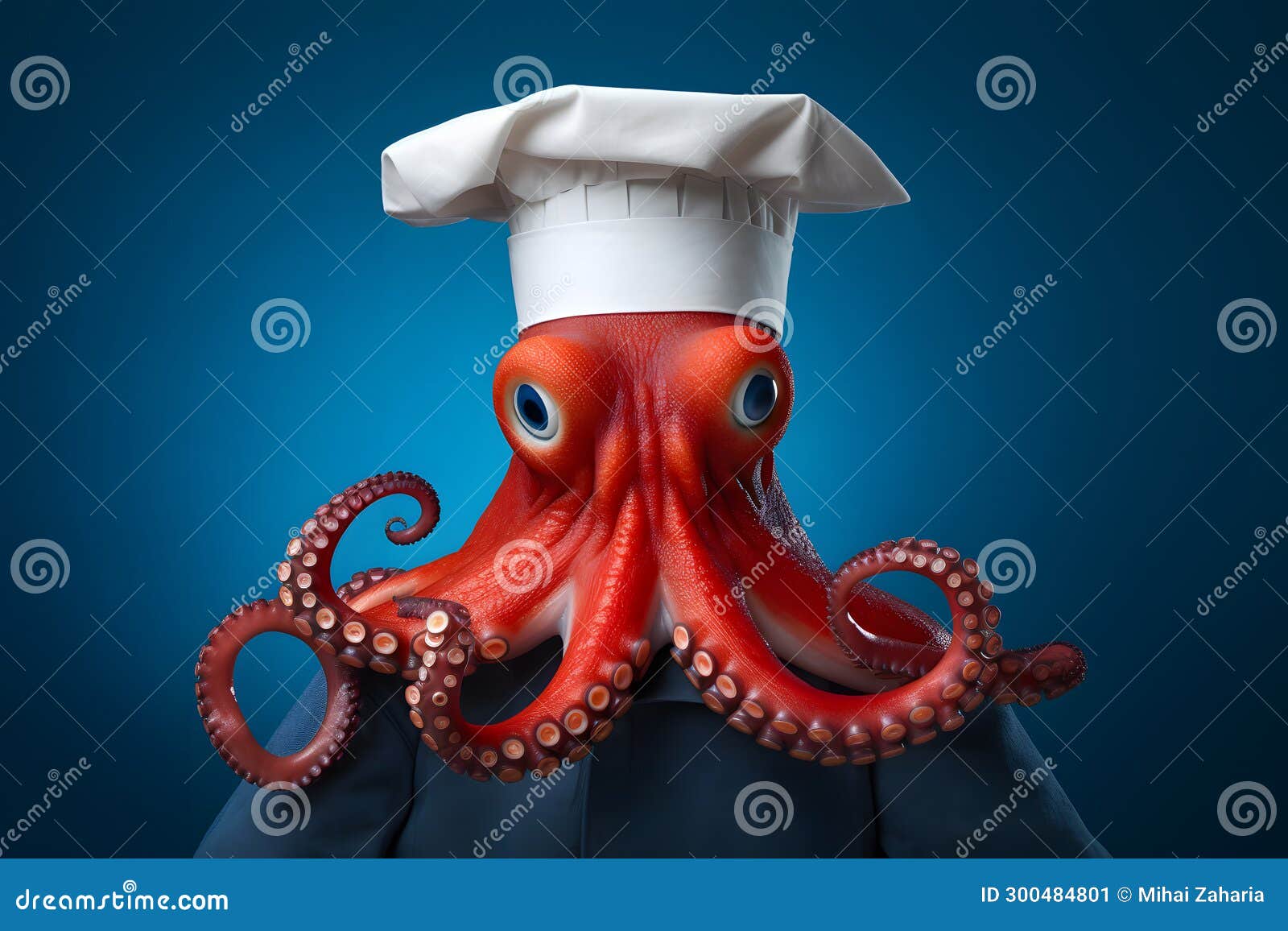 Dynamic Octopus with Chef S Hat Portrait. Generative AI Illustration ...