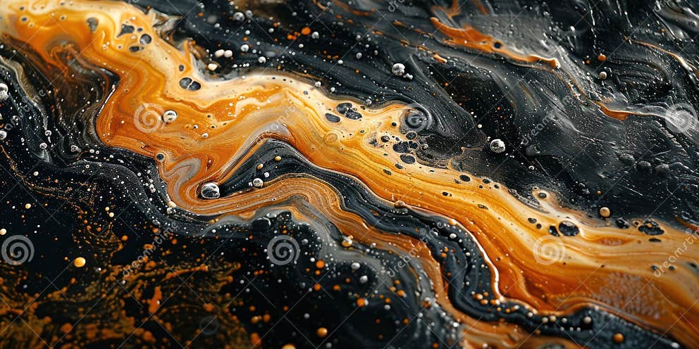Dynamic Oil and Water Interaction Creating Chaotic Patterns in Vibrant ...