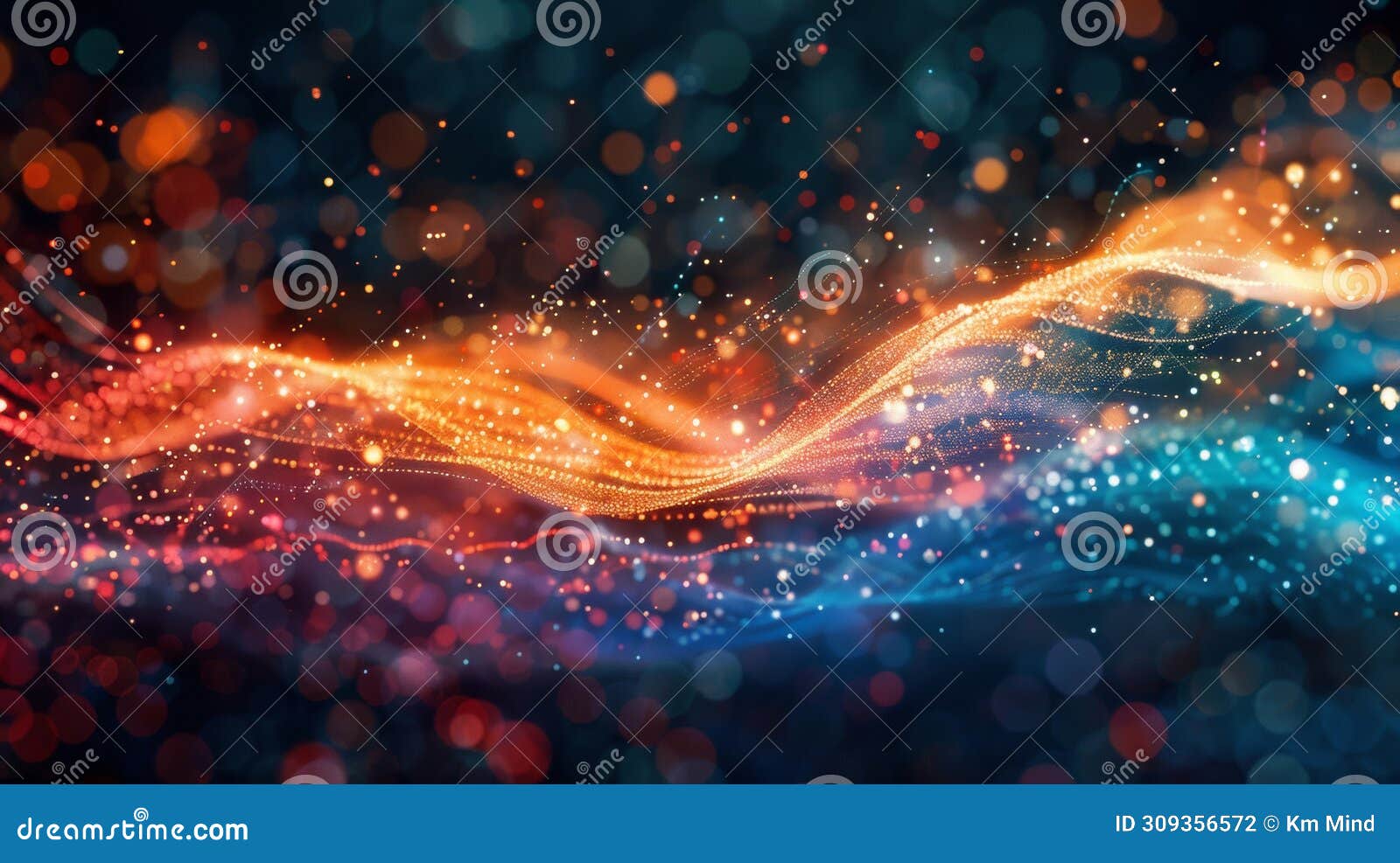 Dynamic Orange and Blue Light Stream. Abstract Background. Generative ...
