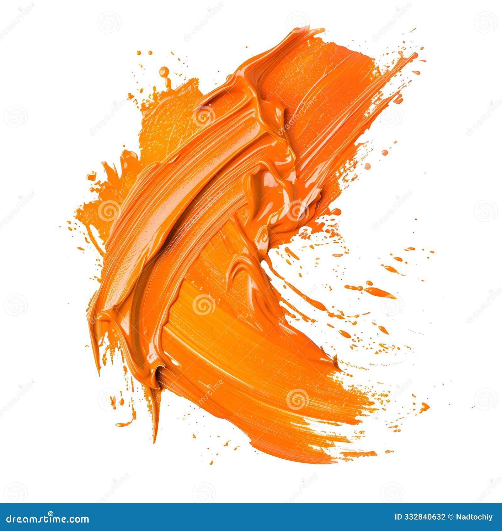 Vibrant Orange Paint Brush Strokes on White Background Stock Photo ...