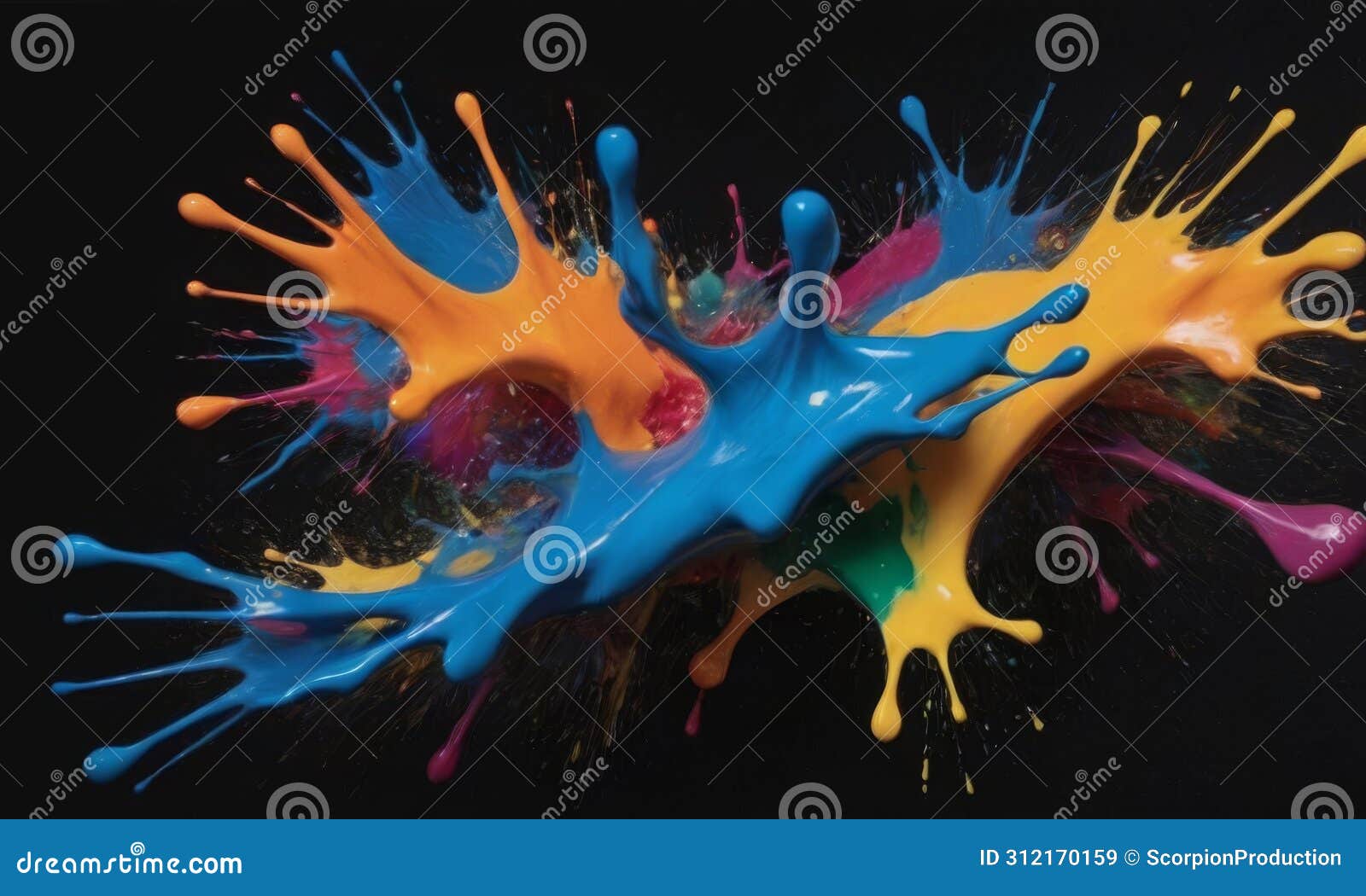 Dynamic Paint Splash in Colors Stock Illustration - Illustration of ...