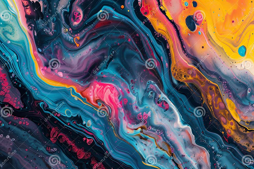 Dynamic Paint Swirls in Cool and Warm Abstract Tones Stock Image ...