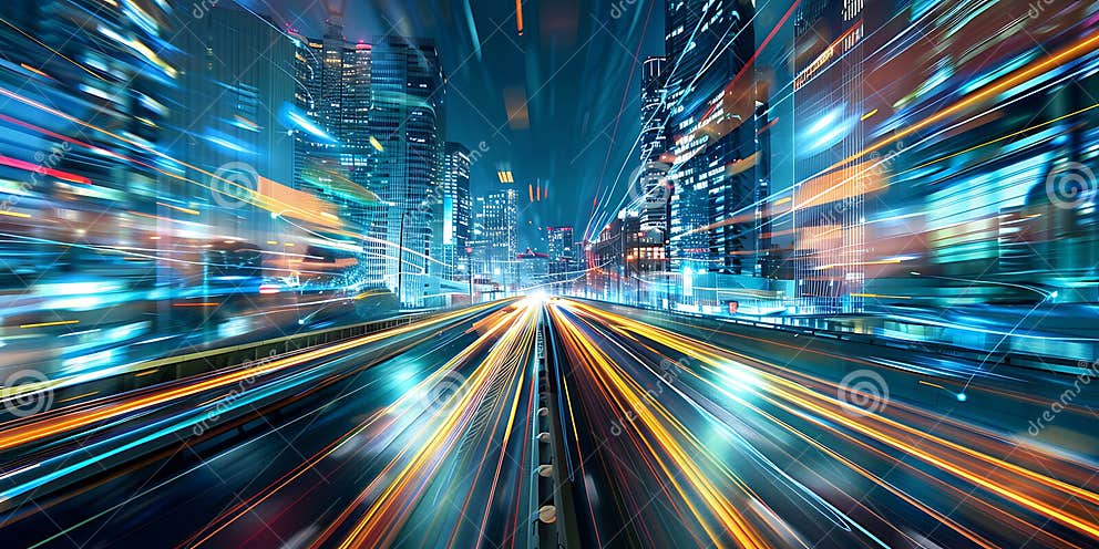 Dynamic Panoramic High-Speed Technology Background, Futuristic Speed ...