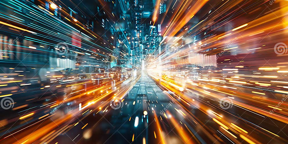 Dynamic Panoramic High-Speed Technology Background, Futuristic Speed ...