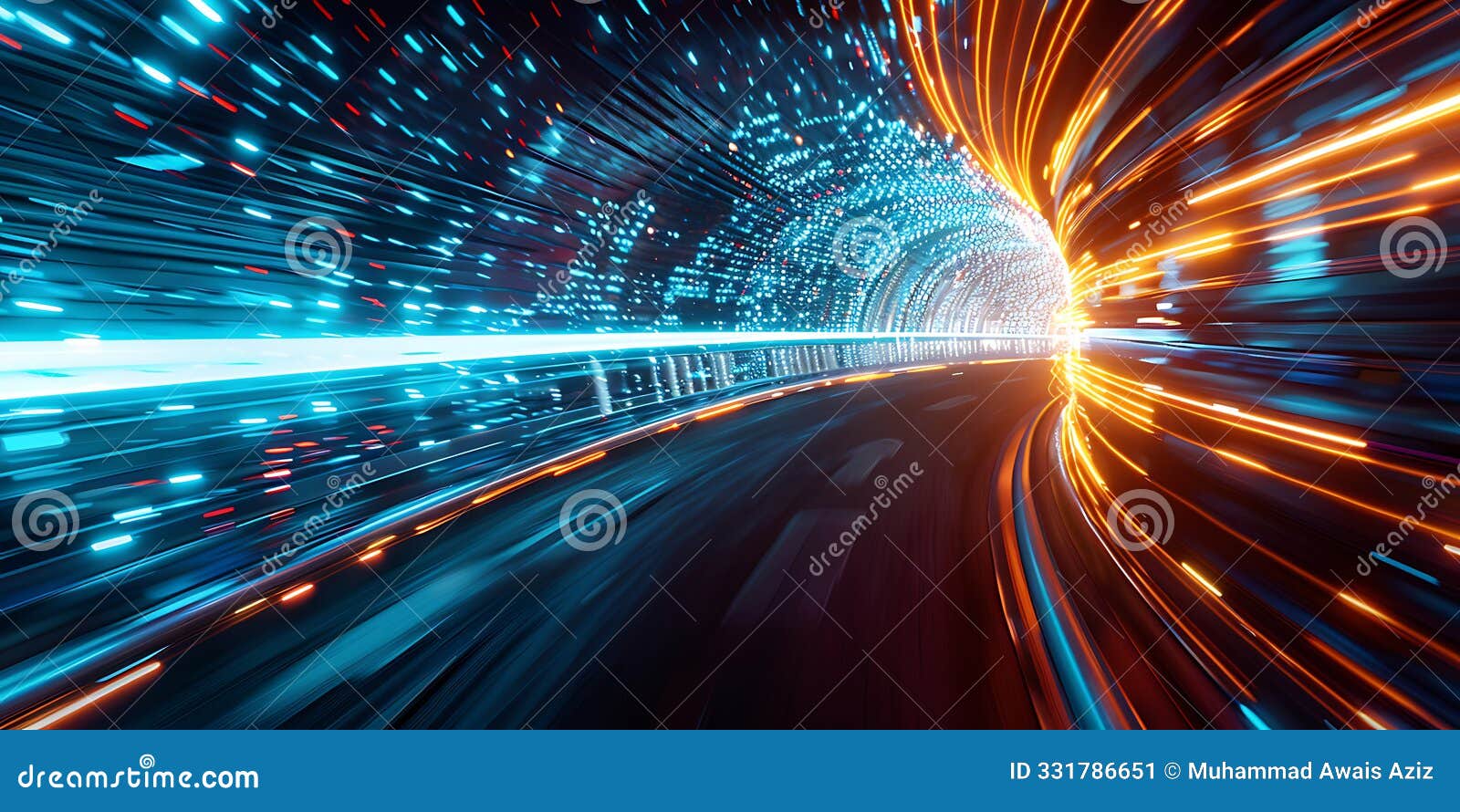 Dynamic Panoramic High-Speed Technology Background, Futuristic Speed ...