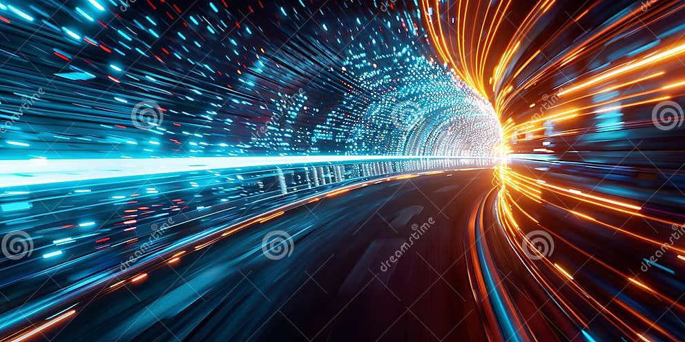 Dynamic Panoramic High-Speed Technology Background, Futuristic Speed ...
