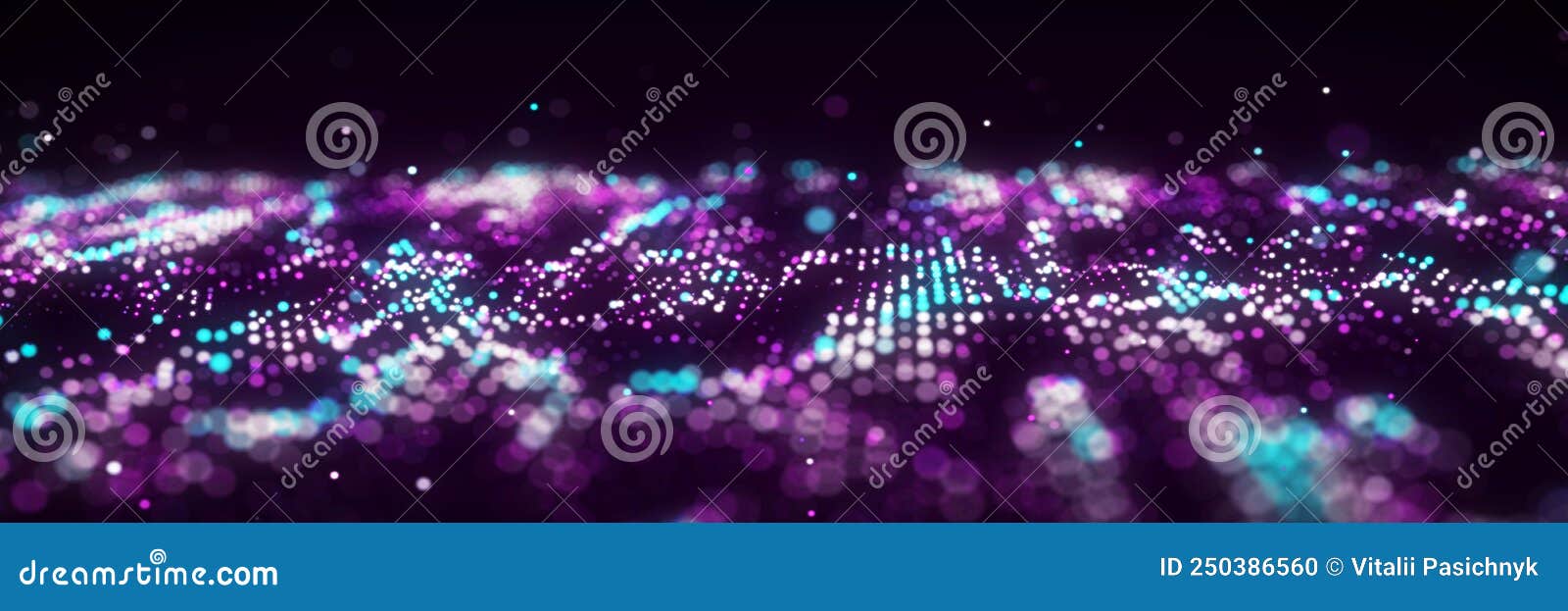 Dynamic Particle Wave. Futuristic Point Wave. Flow Digital Structure. Data Technology Background ...