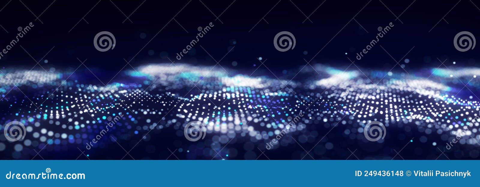 Dynamic Particle Wave. Futuristic Point Wave. Flow Digital Structure. Data Technology Background ...