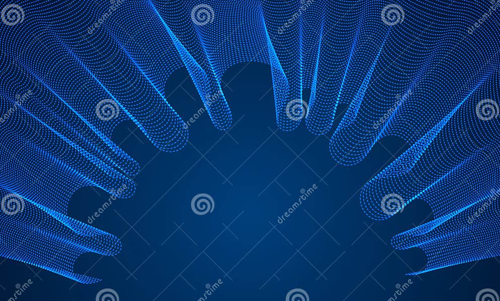 Dynamic Particles Sound Wave Flowing Frame. Dotted Curves Vector Abstract Background Stock ...