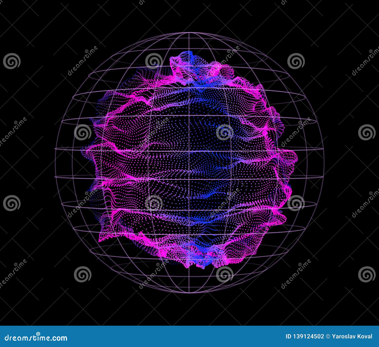 Dynamic Particles Wave from Nodes. 3d Sea Array Stock Illustration ...