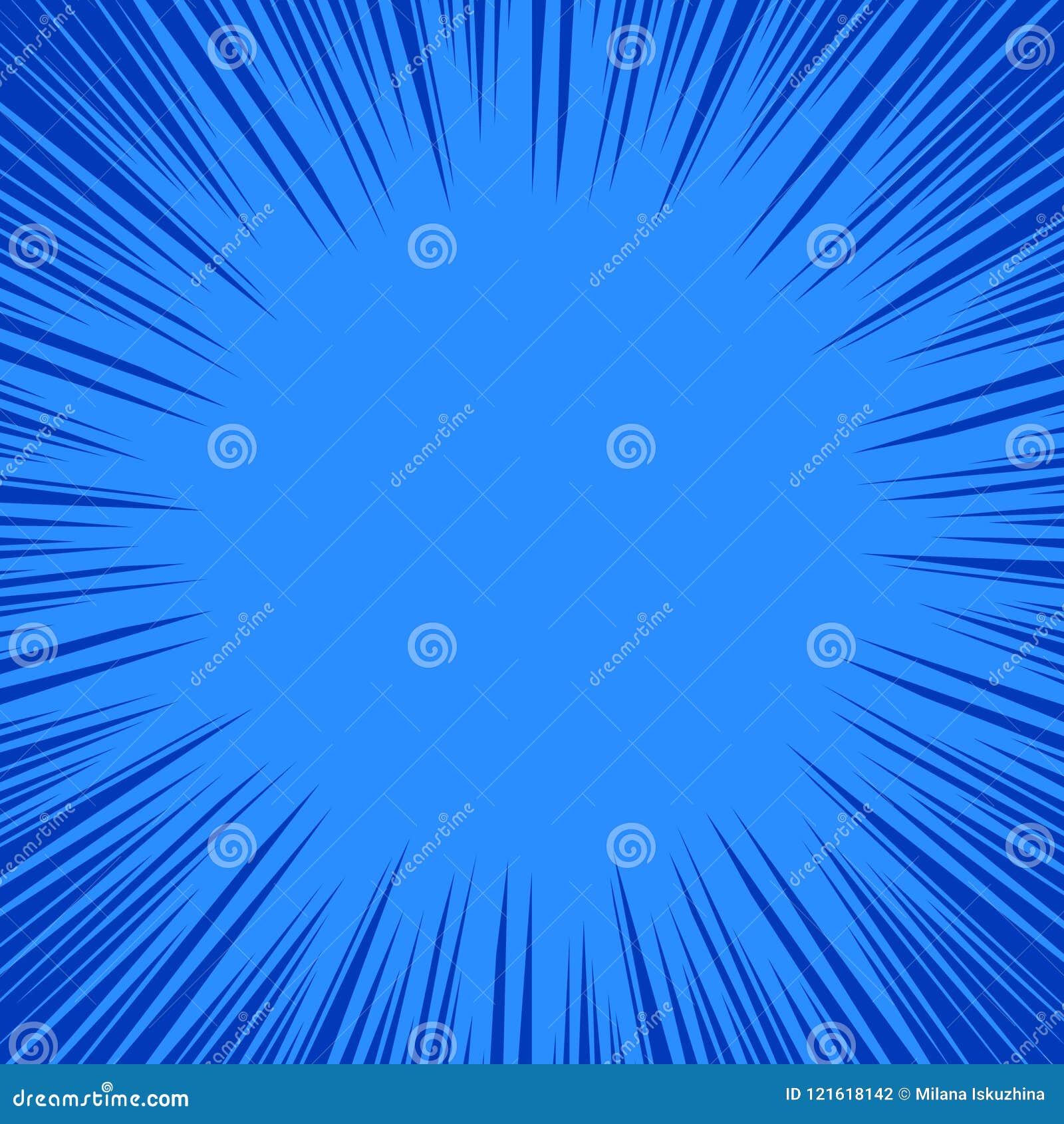 Dynamic Pattern in Blue Tones. Superhero Frame, Comic Book Radial Lines ...