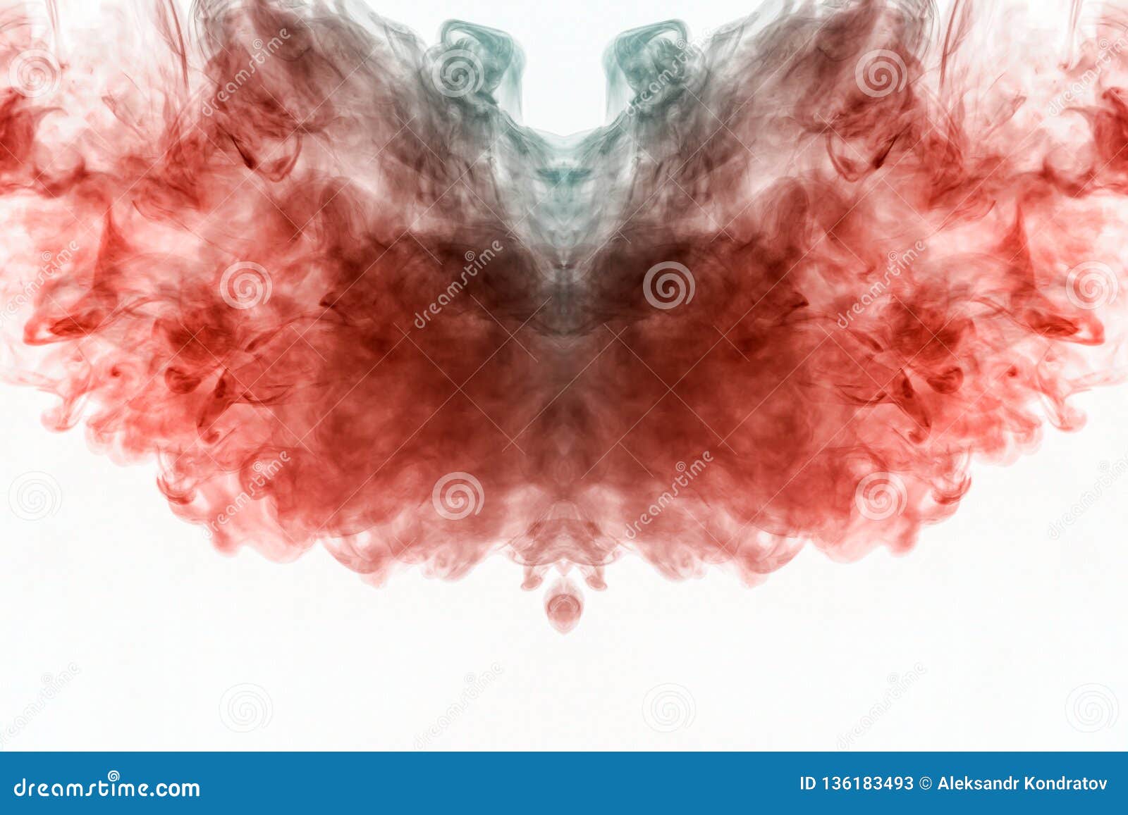 The Dynamic Pattern of Flowing Smoke Painted from Vape in Gray and Red ...