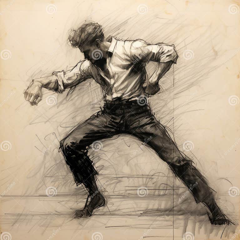 Dynamic Pencil Drawing of a Kickboxing Routine by John Stock ...