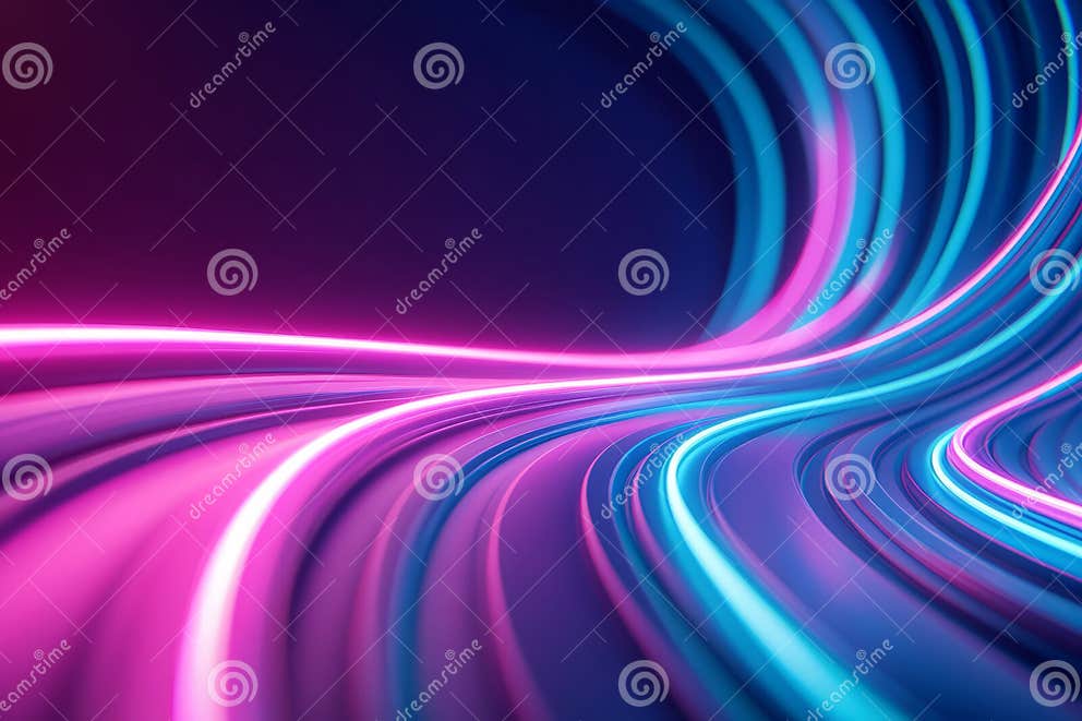 Dynamic Pink and Blue Neon Light Trails in Motion Stock Photo - Image ...
