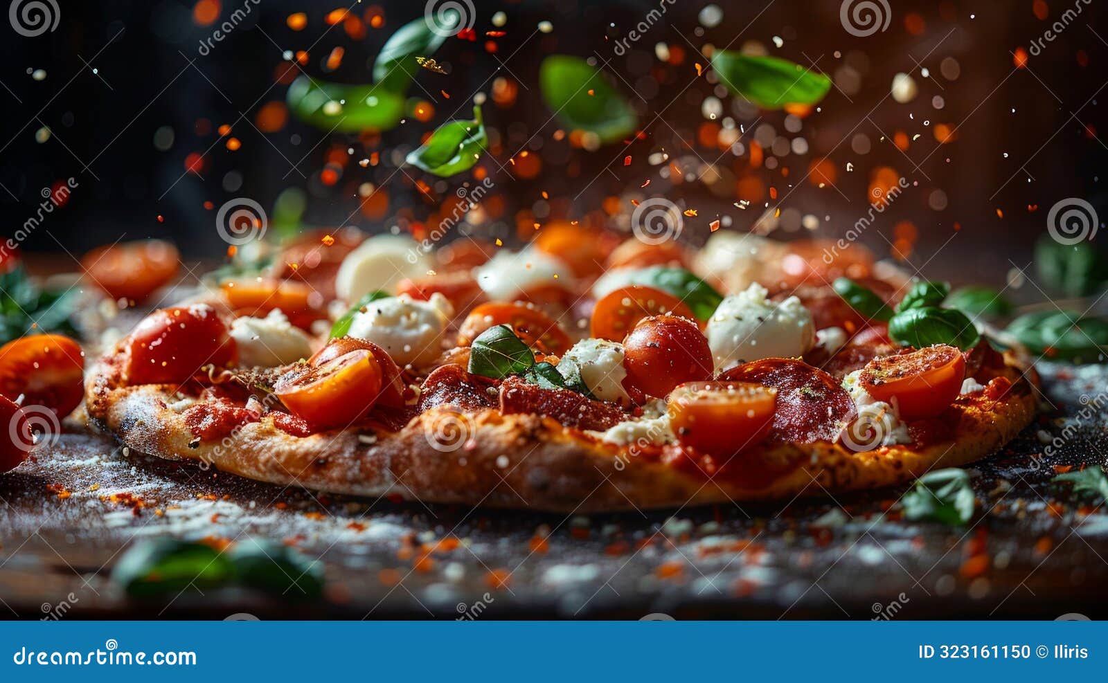 Dynamic Pizza Ingredients Tomato, Cheese, Basil, Pepperoni, and ...