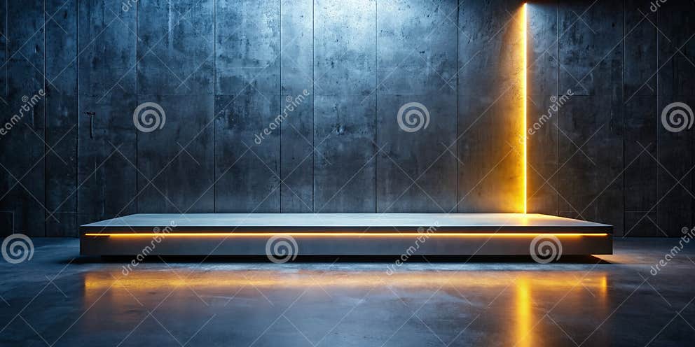 Dynamic Platform Design Illuminated Edge on a Dark Textured Surface ...