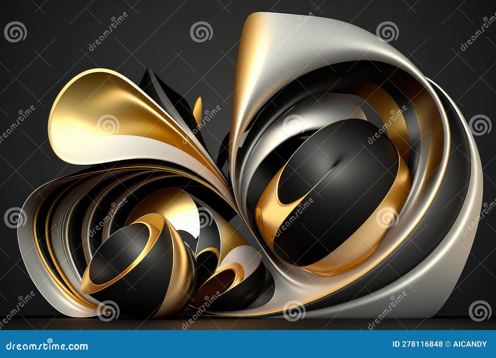 Dynamic and Playful Composition of Abstract Shapes in Metallic Silver ...