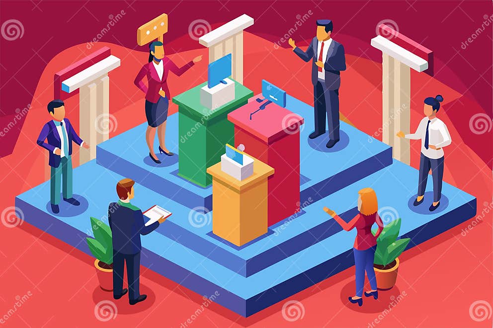 A Dynamic Political Debate Unfolds with Multiple Speakers Presenting ...