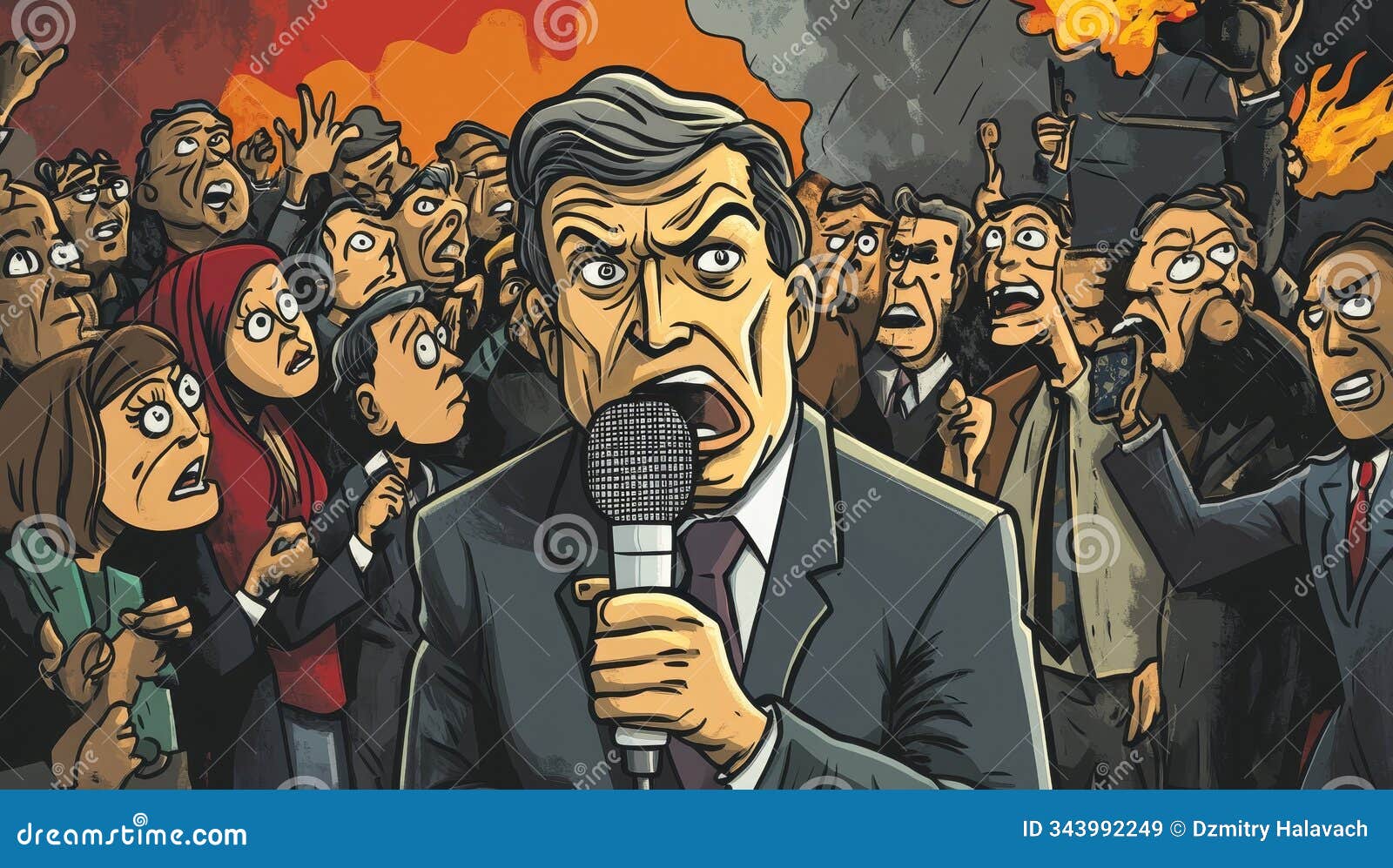 Dynamic Political Rally Illustration with Captivating Speech Scene ...