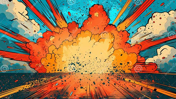Dynamic Pop Art Explosion Background in Comic Book Style Stock ...