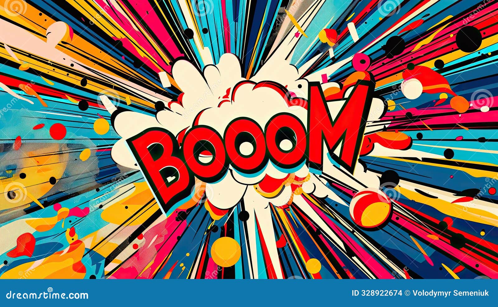 Dynamic Pop Art Explosion Featuring Bold BOOM with Vibrant Colors and ...