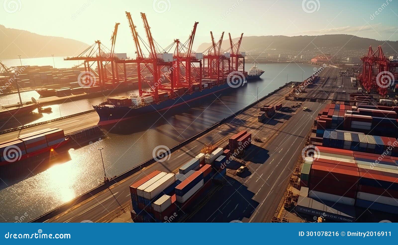 Dynamic Port with Busy Container Terminals Stock Photo - Image of ...