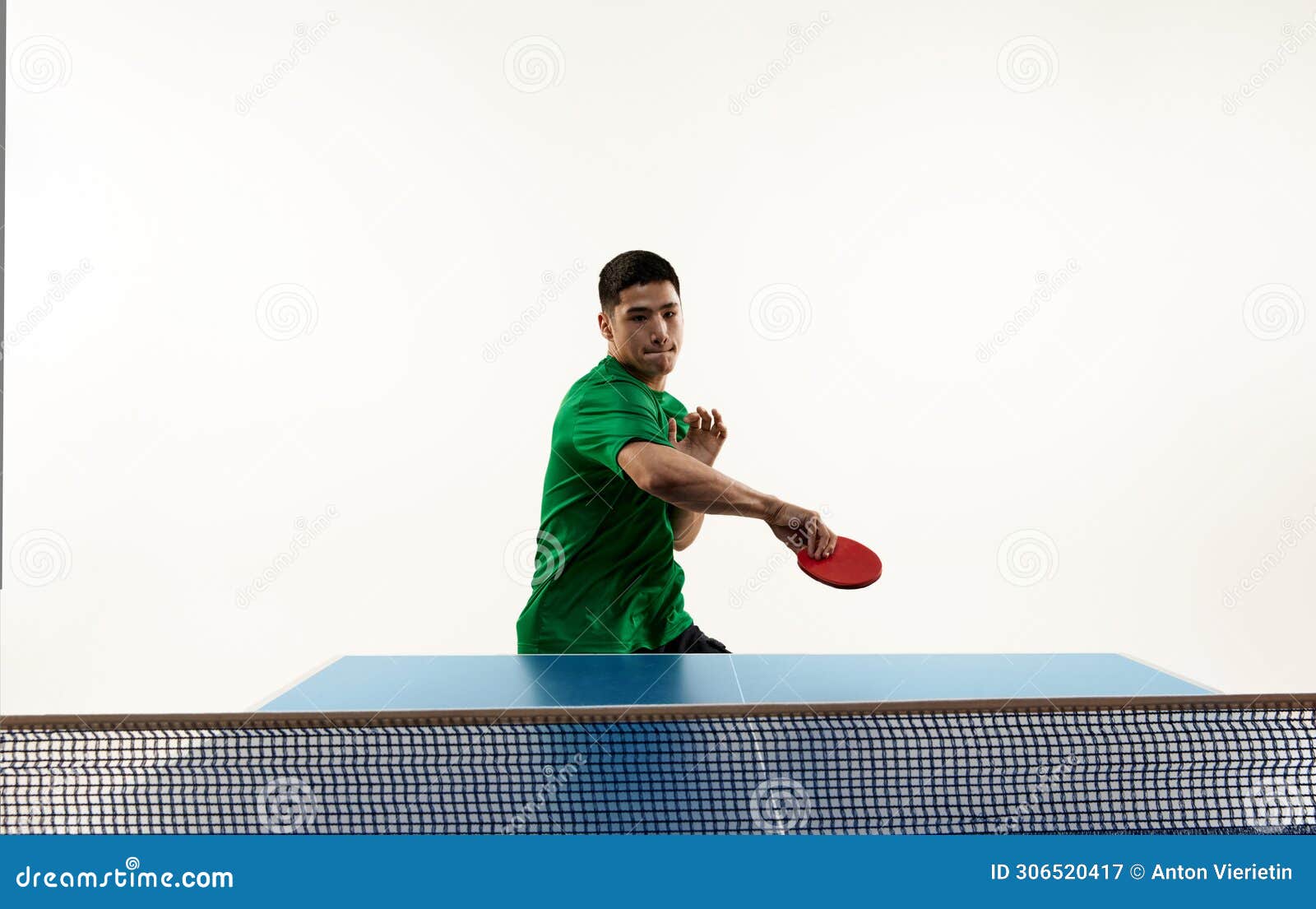 Dynamic Portrait of Athletic Asian Man, Professional Ping-pong Player ...