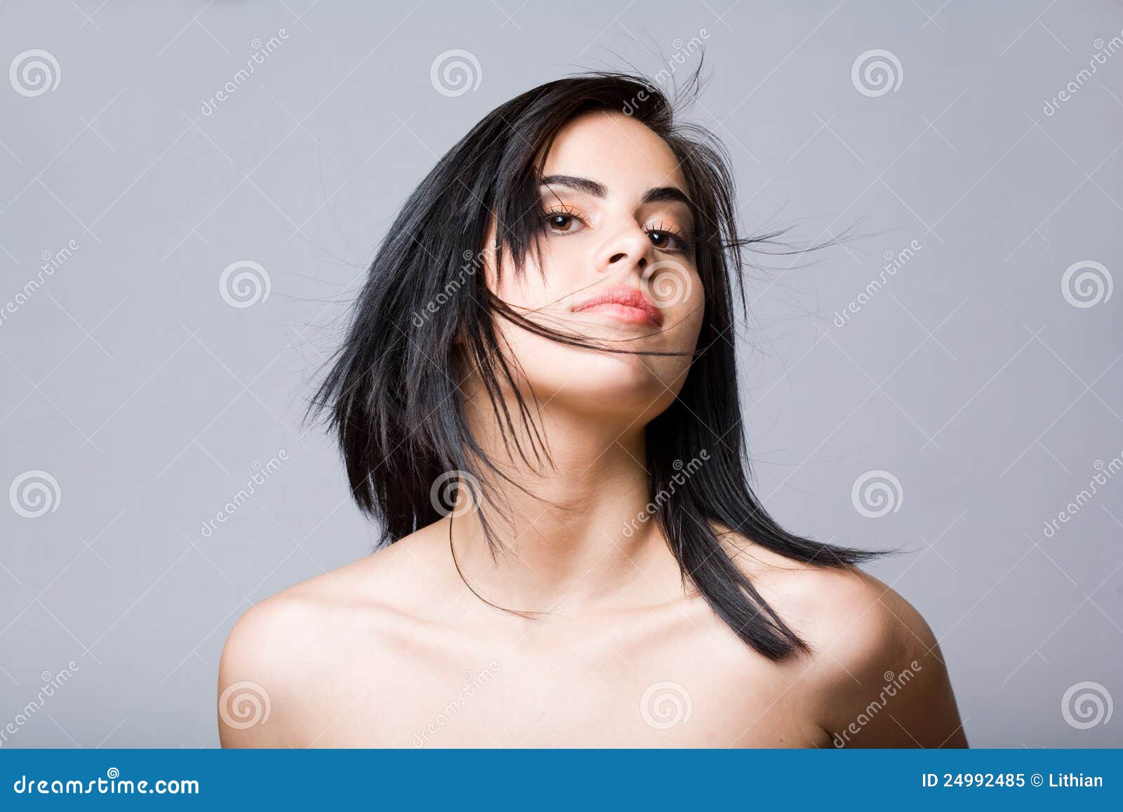 Dynamic Portrait of Gorgeous Young Brunette. Stock Image - Image of ...