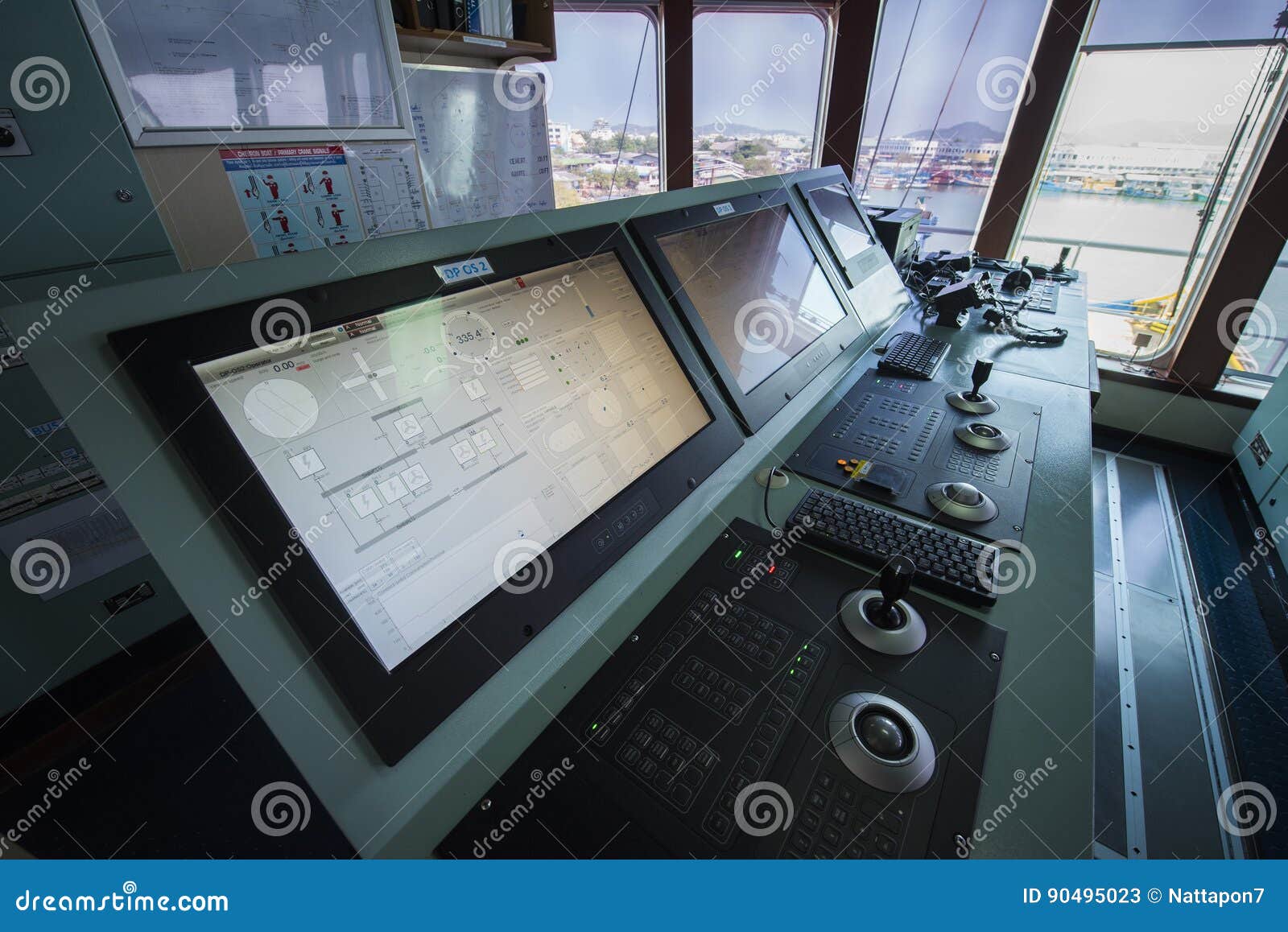 Dynamic Position Control Panel on Ship Tanker. Stock Image - Image of ...