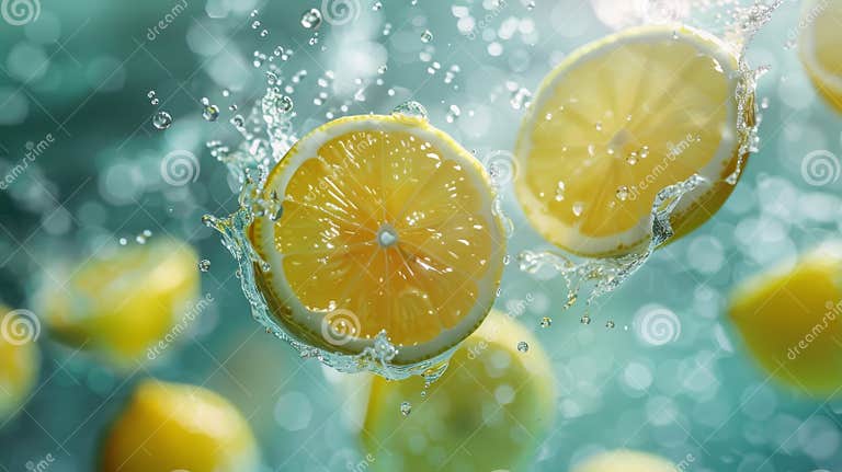 Dynamic Poster with Floating Lemon Slices in a Dynamic Layout Stock Illustration - Illustration ...