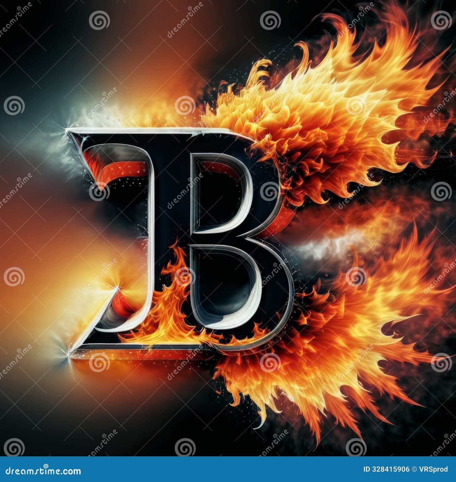 Fiery Letter B with Dynamic Flame Effects Stock Photo - Image of ...