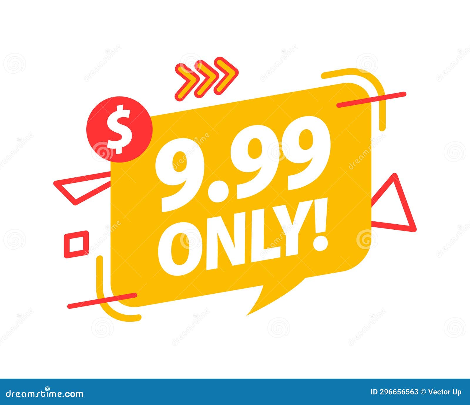 Dynamic 9.99 only Price Tag Design in Red and Yellow with Modern ...