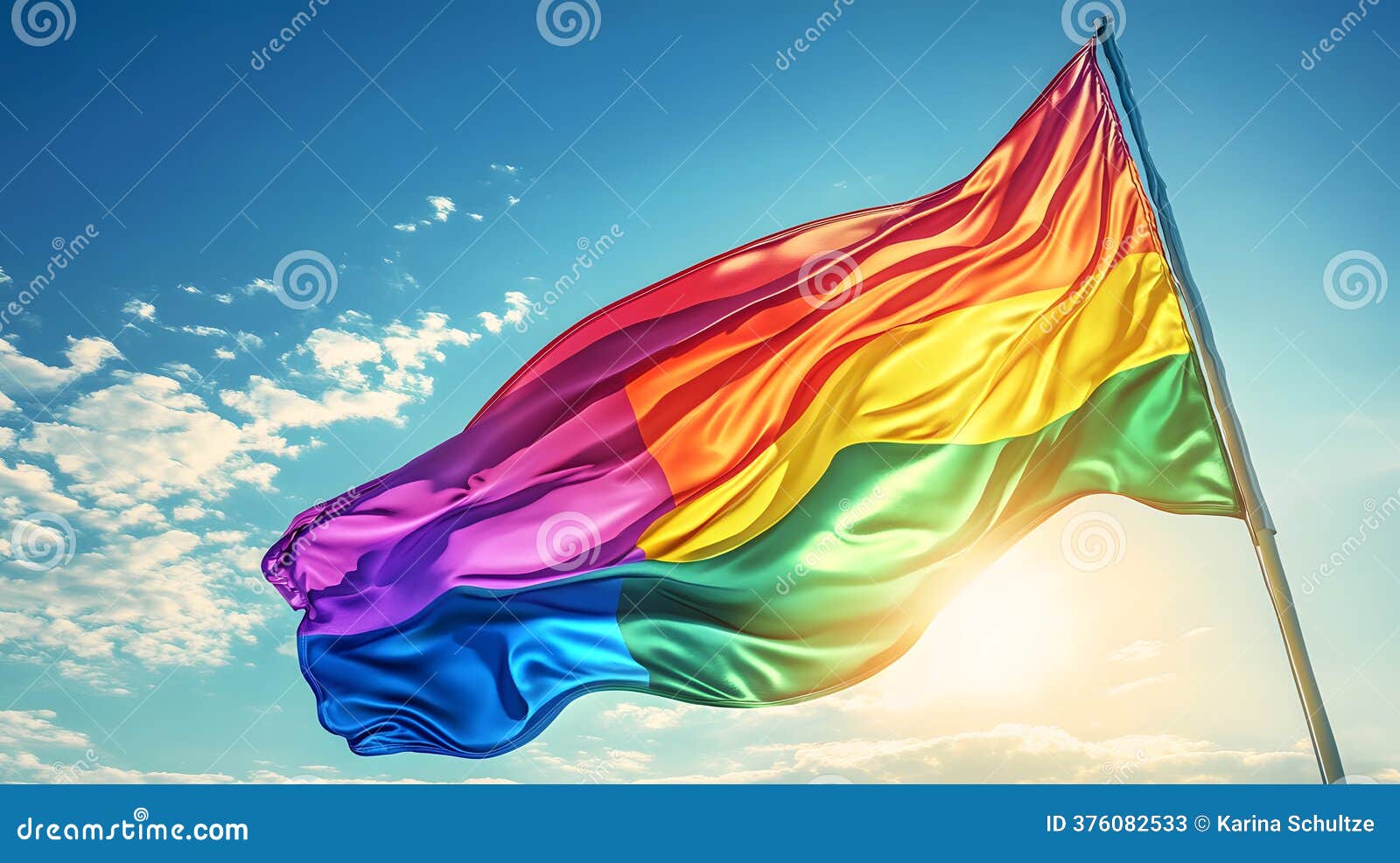 Dynamic Pride Flag Waving In The Wind With Vibrant Colors Stock Image ...