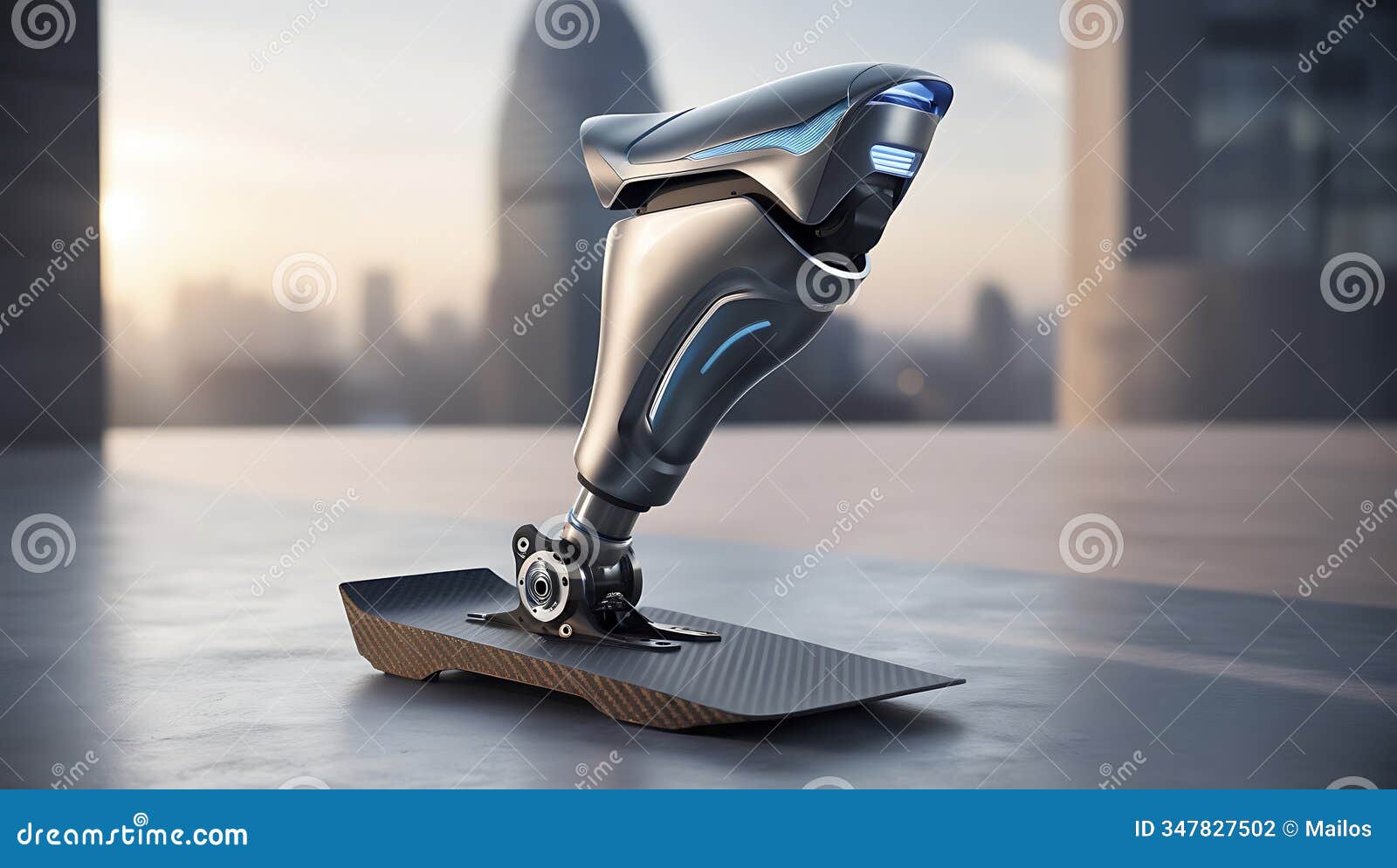 Dynamic Prosthetic Leg Featuring Sleek Curves and Gradient Blue ...